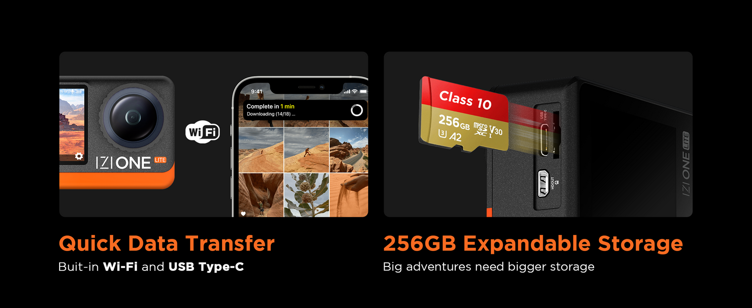 IZI One Lite 5K Action Camera - 4K 60FPS 50MP Ultra HD